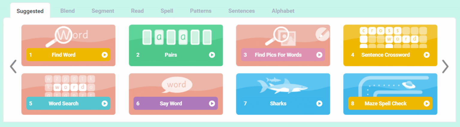 Wordshark online games for reading and spelling